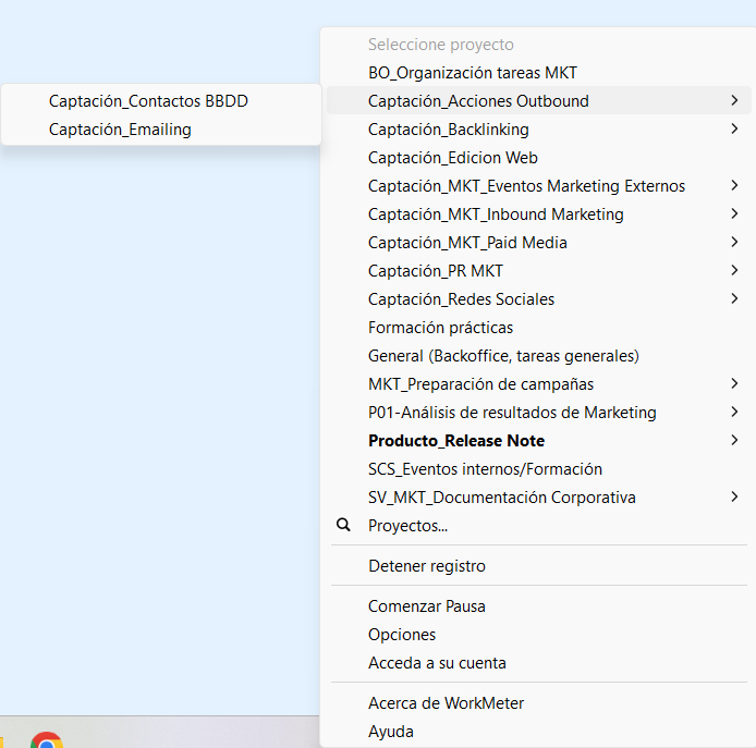 Manual project entry - Help Workmeter